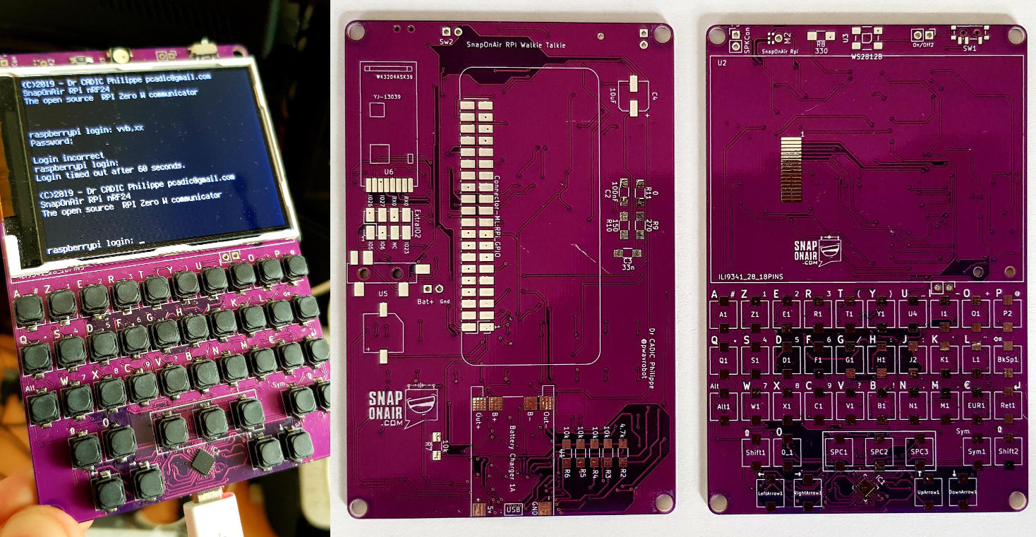 SnapOnAir PCB + Raspberry Pi Zero W = BlackBerry-style Handheld PC ...